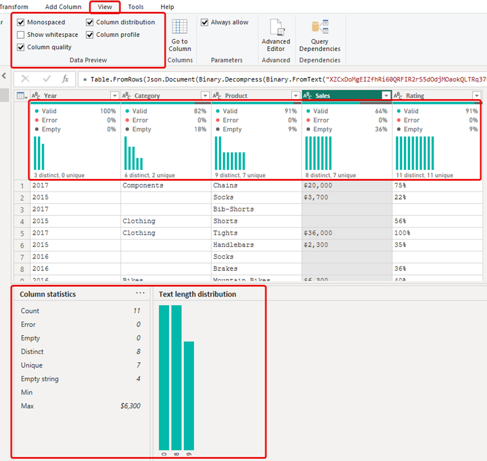 Enhanced Data Profiling In Power Query Gui And Tableprofile Function With 2nd Argument